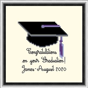 Graduation Cap 5 - Pdf Cross Stitch Pattern - for Small Wall Hanging or ...