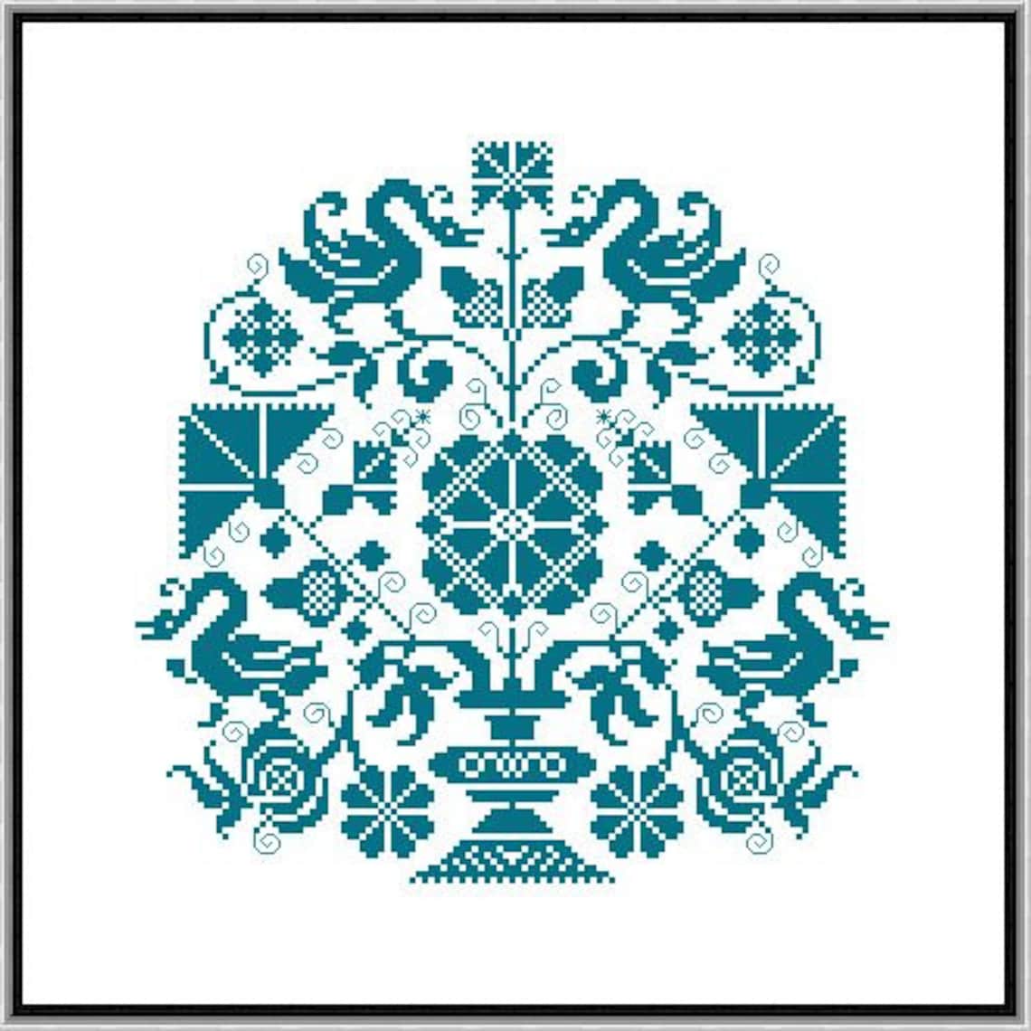 German Folk Inspired Cros Stitch Pattern/chart as Instant - Etsy