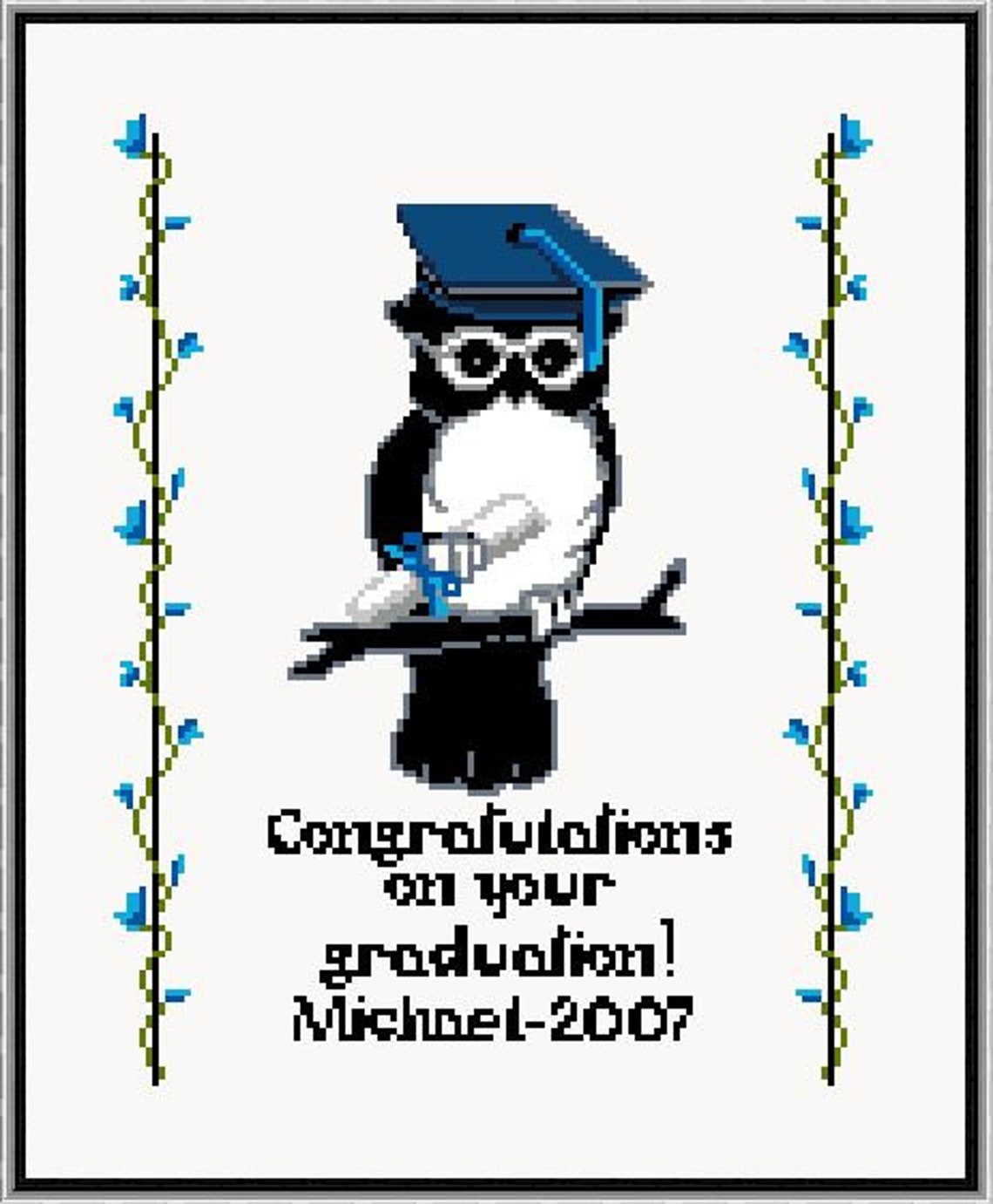 Graduation Cross Stitch Pattern/chart Graduation Owl Boy - Etsy