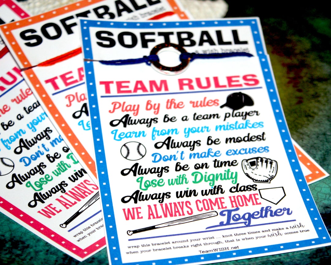Softball Affirmation Charm Wish Bracelets With Custom Card ... Team ...