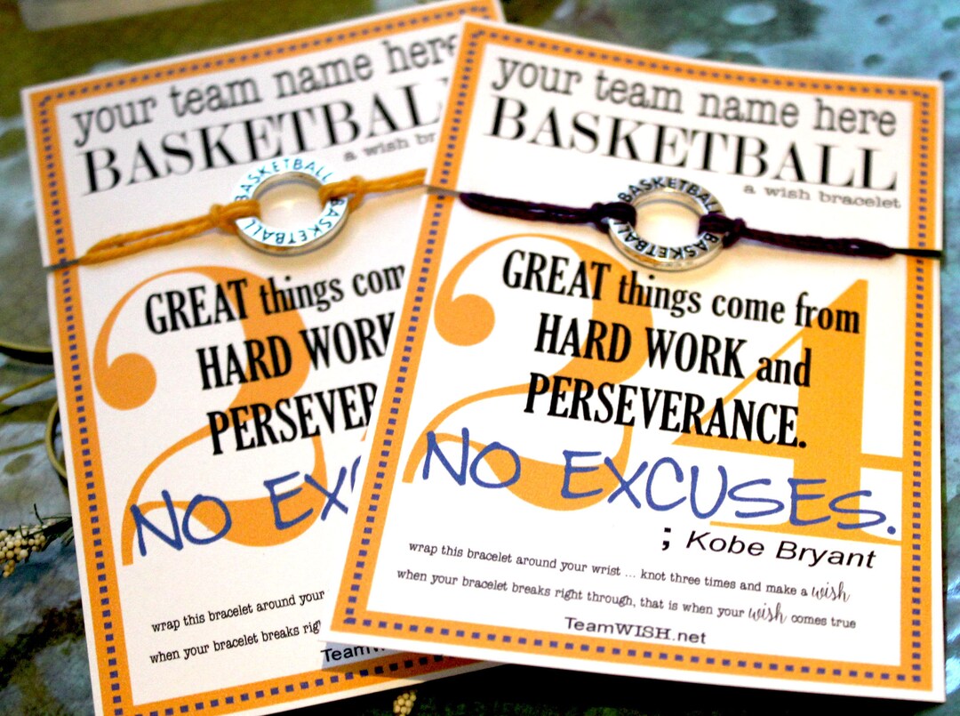 Basketball Wish Bracelets (kobe Quote-no Excuses... Pick Your Qty ...