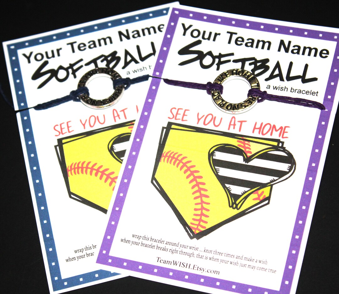 Custom Softball Wish Bracelets ... See You at Home, Add Your Team Name ...