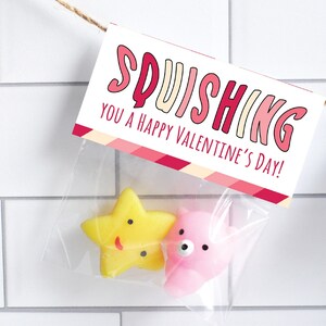 EDITABLE Red Squishing You Valentine Bag Topper, Kids Valentine, Squish ...