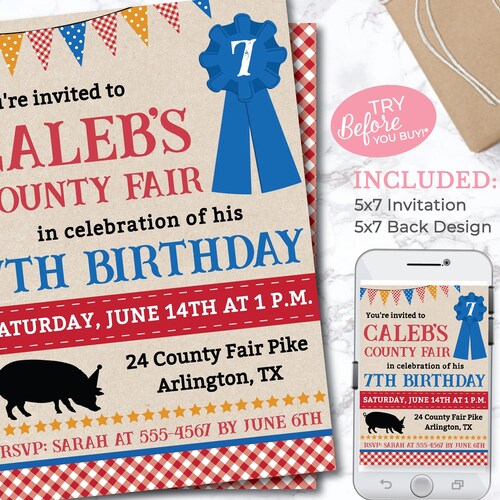 EDITABLE FAIR THEMED Birthday Invitation County Fair - Etsy