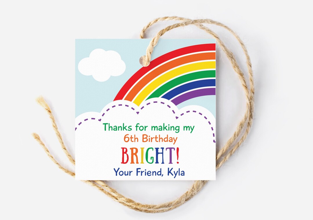 EDITABLE Rainbow Party Favor Tags - Rainbow Birthday - Rainbow Party ...