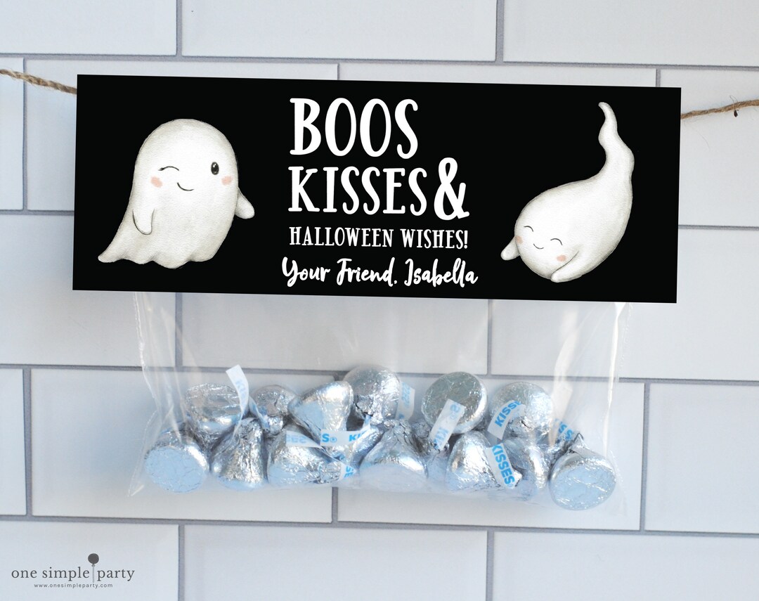 EDITABLE Boos and Kisses Halloween Bag Topper, Halloween Candy Bag ...