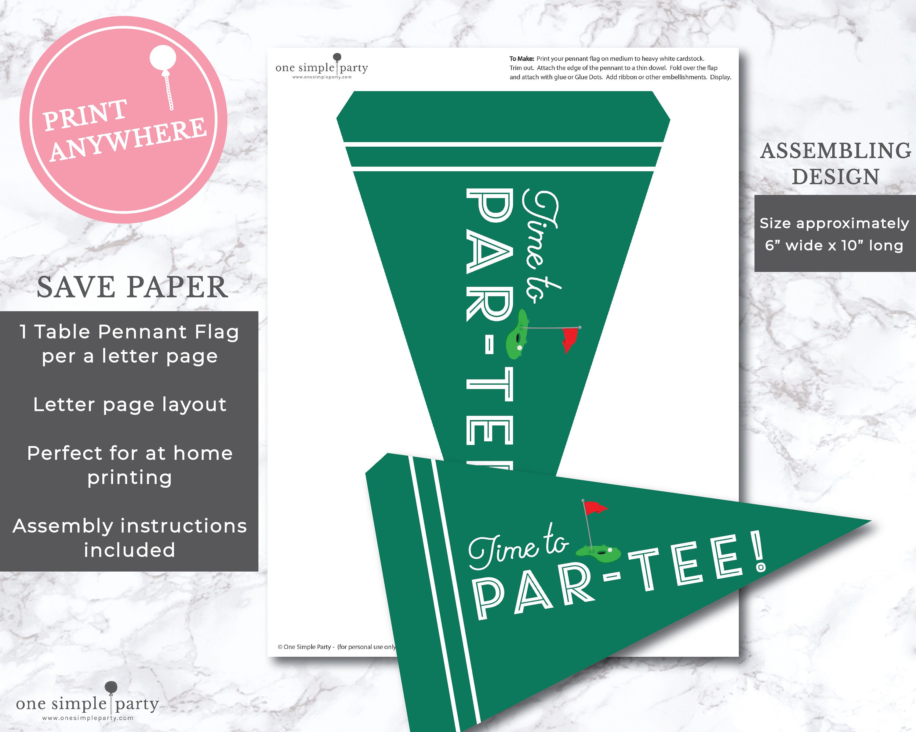 Time to Partee Golf Pennant Flag – Golf Party Decor (instant Download ...