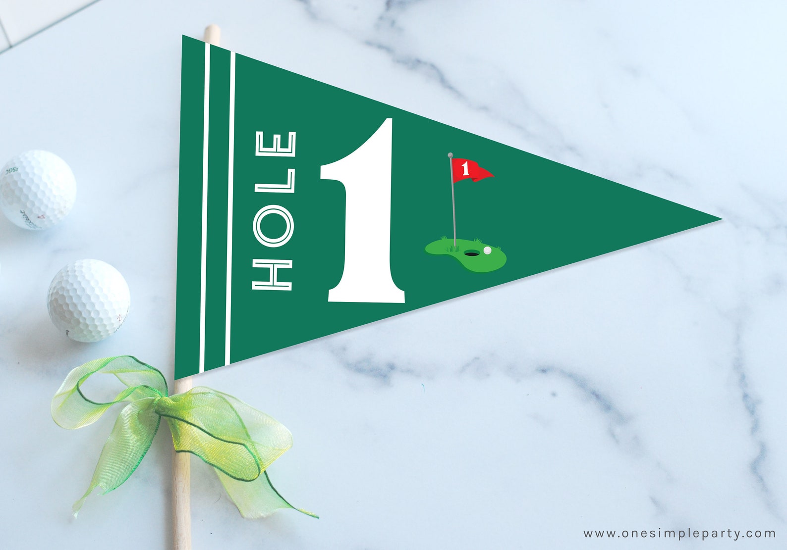 Number One Hole Golf Pennant Flag: First Birthday Party Decor (INSTANT ...