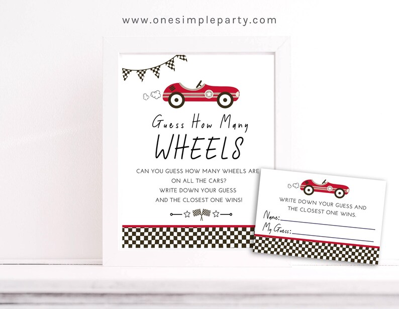 Red Race Car Party Game Guess How Many Wheels Race Car Party - Etsy