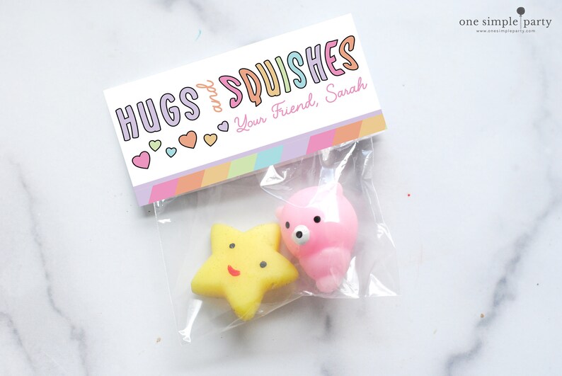 EDITABLE Rainbow Hugs and Squishes Valentine Bag Topper Kids - Etsy