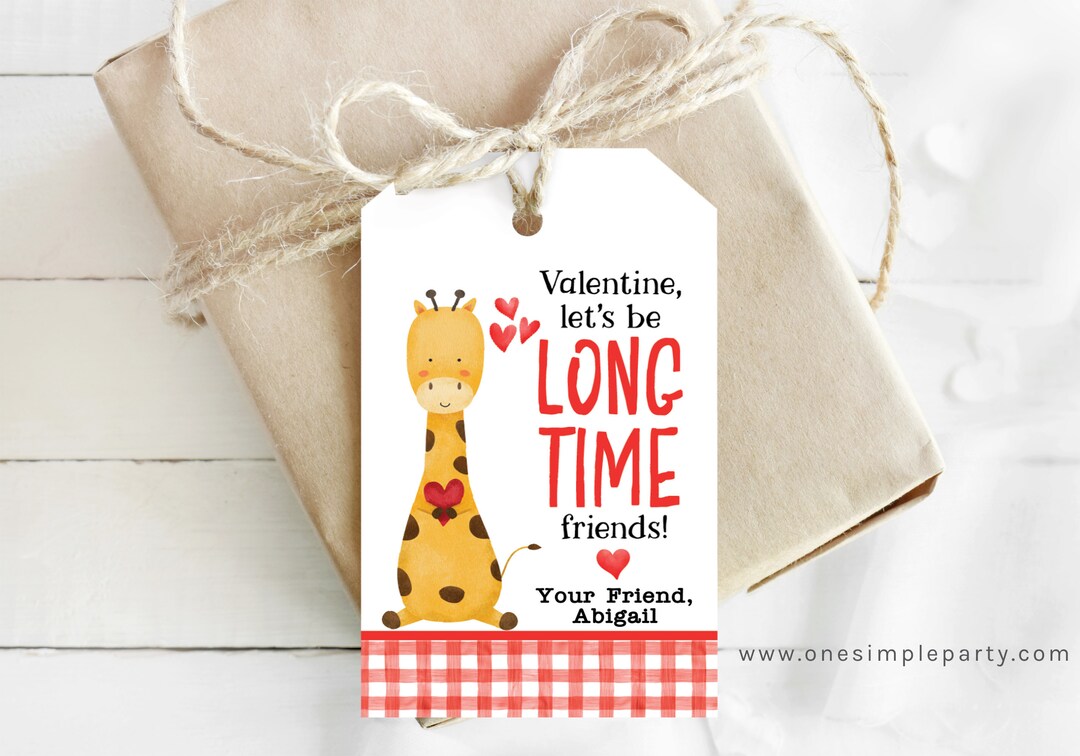 EDITABLE Giraffe Valentine Tag - Kids Valentine - Valentine Tag ...