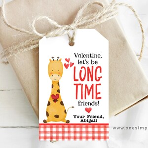 EDITABLE Giraffe Valentine Tag - Kids Valentine - Valentine Tag ...