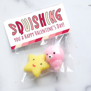 EDITABLE Red Squishing You Valentine Bag Topper, Kids Valentine, Squish ...