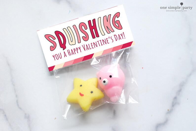 EDITABLE Red Squishing You Valentine Bag Topper, Kids Valentine, Squish ...