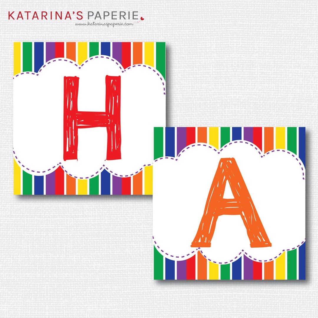 Rainbow Happy Birthday Banner - Rainbow Themed Party Banner - Happy ...