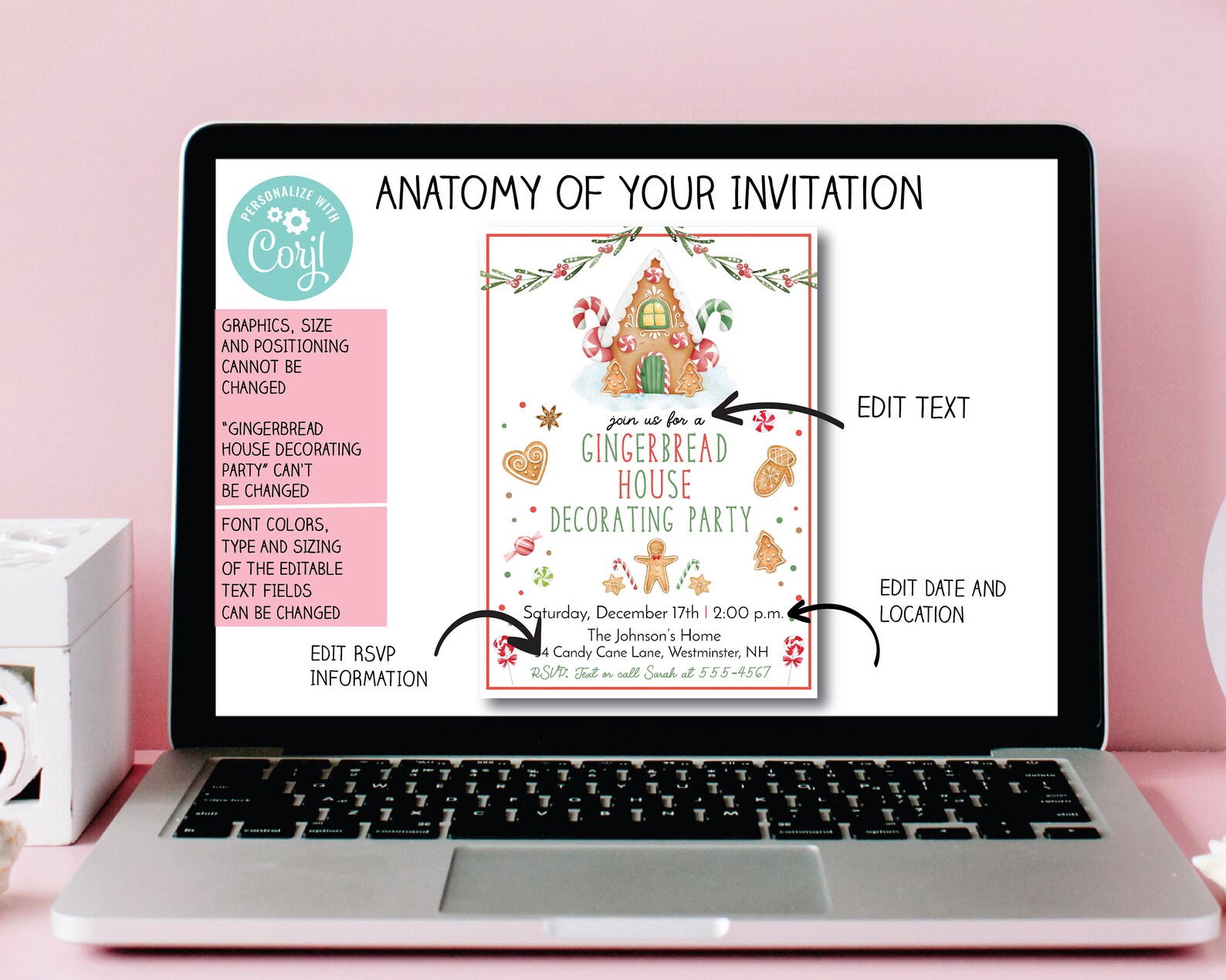 EDITABLE Gingerbread House Decorating Party Invite - Etsy