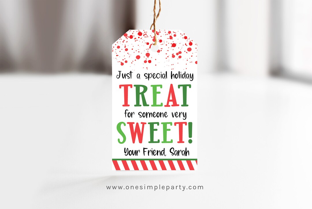 EDITABLE Christmas Candy Cane Sweet Treat Tags - Christmas Cookie Tag ...
