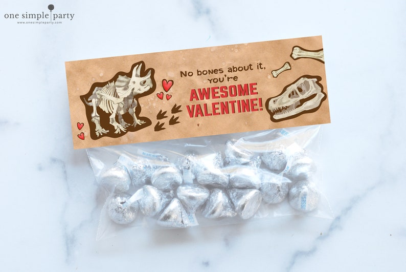 EDITABLE Dinosaur Valentine Bag Topper Kids Valentine Dino - Etsy