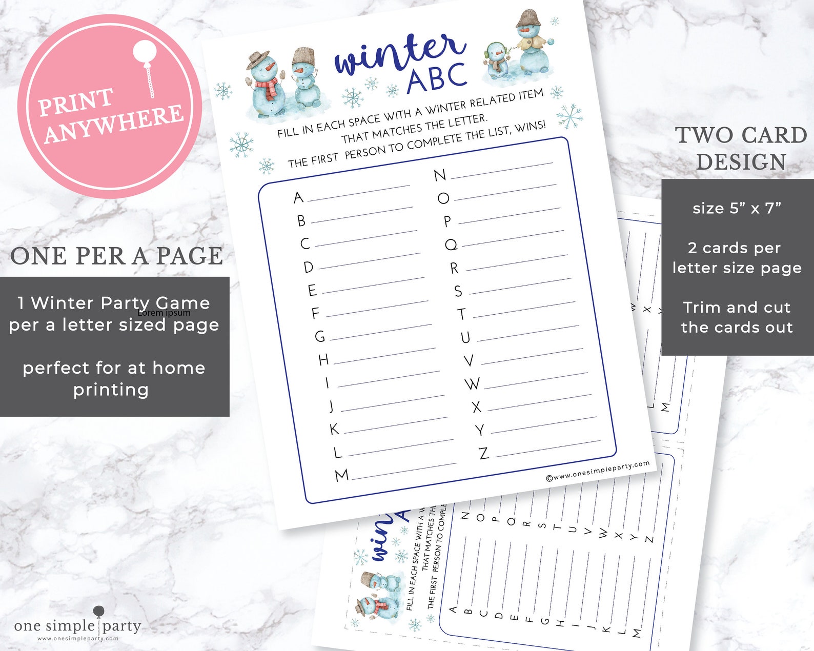 11 Printable Snowman Winter Games Set Winter Party Game - Etsy