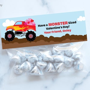 EDITABLE Monster Truck Valentine Bag Topper, Kids Valentine, Boy ...