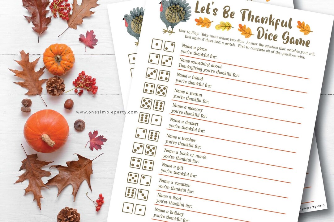 Thanksgiving Gratitude Dice Game: Fun Family Activity (instant Download ...