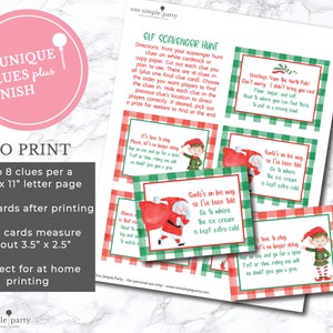 Printable Elf Scavenger Hunt - Christmas Scavenger Hunt - Elf Arrival ...