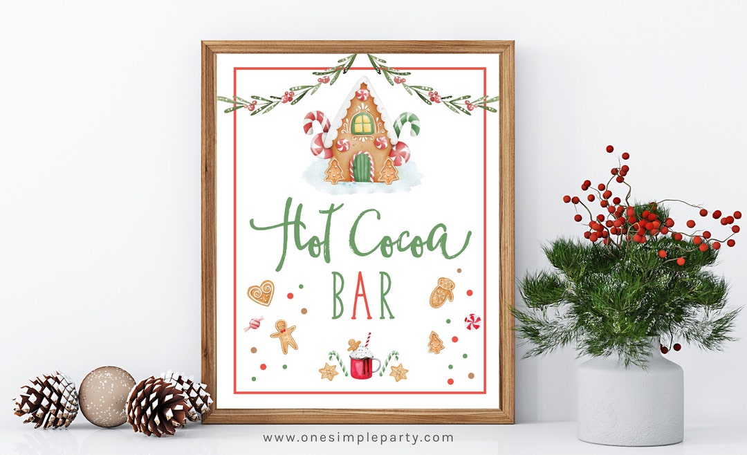 Printable Christmas Hot Cocoa Bar Sign - Hot Cocoa Sign - Gingerbread ...