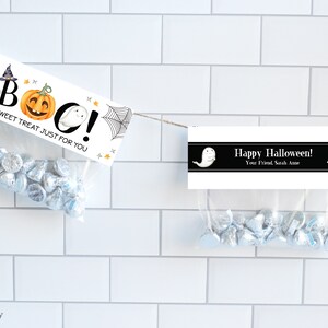 EDITABLE Boo Halloween Bag Topper, Halloween Candy Bag, Halloween Treat ...