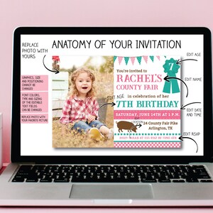 EDITABLE Girl County Fair Birthday Party Photo Invite Fair Invitation ...