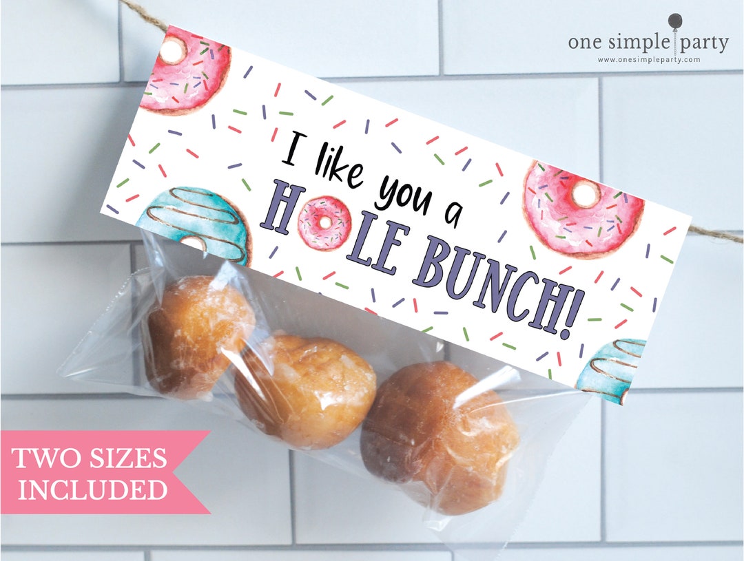 EDITABLE Hole Bunch Donut Valentine Bag Topper, Kids Valentine, Donut ...