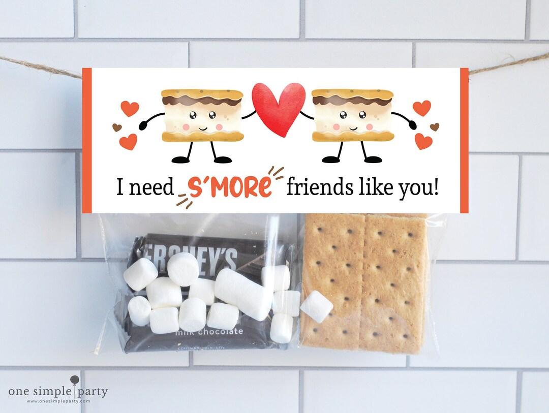EDITABLE Smores Valentine Bag Topper, Kids Valentine, Smores Valentine ...
