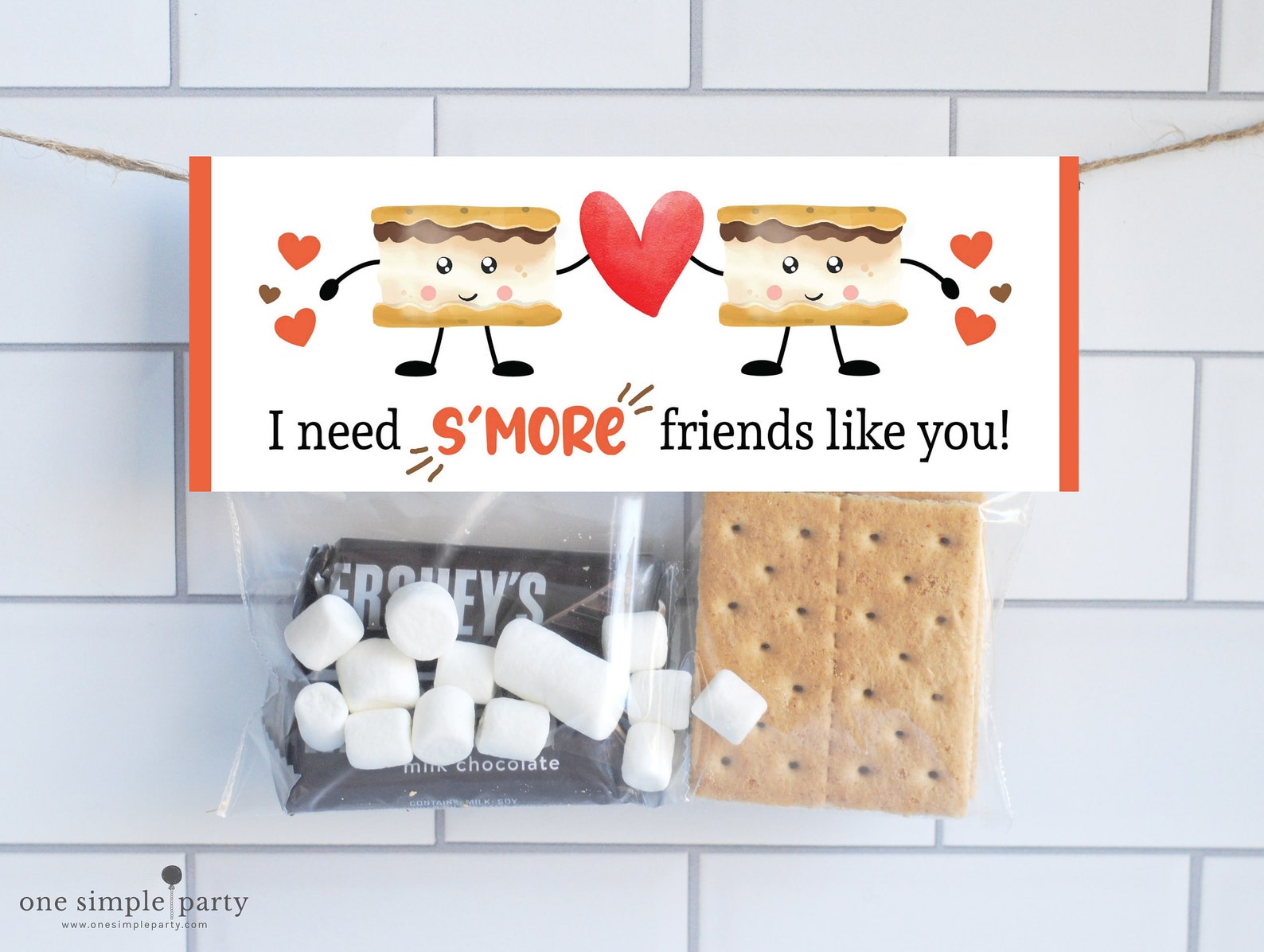 EDITABLE Smores Valentine Bag Topper Kids Valentine Smores - Etsy