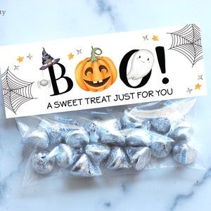 EDITABLE Boo Halloween Bag Topper, Halloween Candy Bag, Halloween Treat ...
