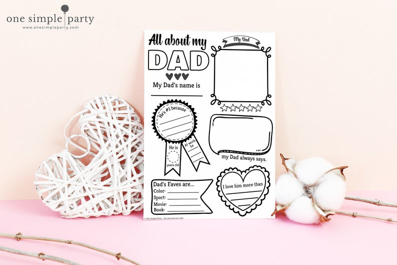 EDITABLE All About Dad Printable Kids Father's Day Card - Etsy