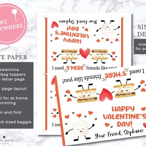 EDITABLE Smores Valentine Bag Topper, Kids Valentine, Smores Valentine ...