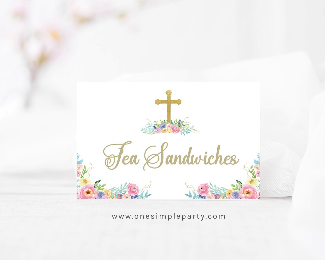 EDITABLE Floral First Communion Place Cards - First Holy Communion ...