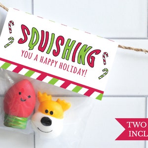 EDITABLE Squishing You Happy Holidays Treat Bag Topper, Squish Toy ...