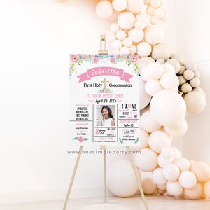 EDITABLE Floral First Communion Photo Poster, First Communion Gift ...