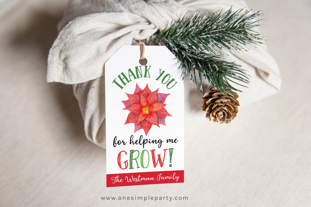 EDITABLE Poinsettia Christmas Gift Tags - House Plant Gift Tags - Plant ...