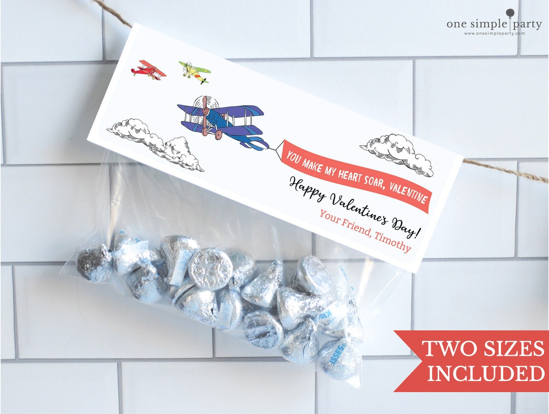 EDITABLE Vintage Airplane Valentine Bag Topper, Kids Valentine, Plane ...