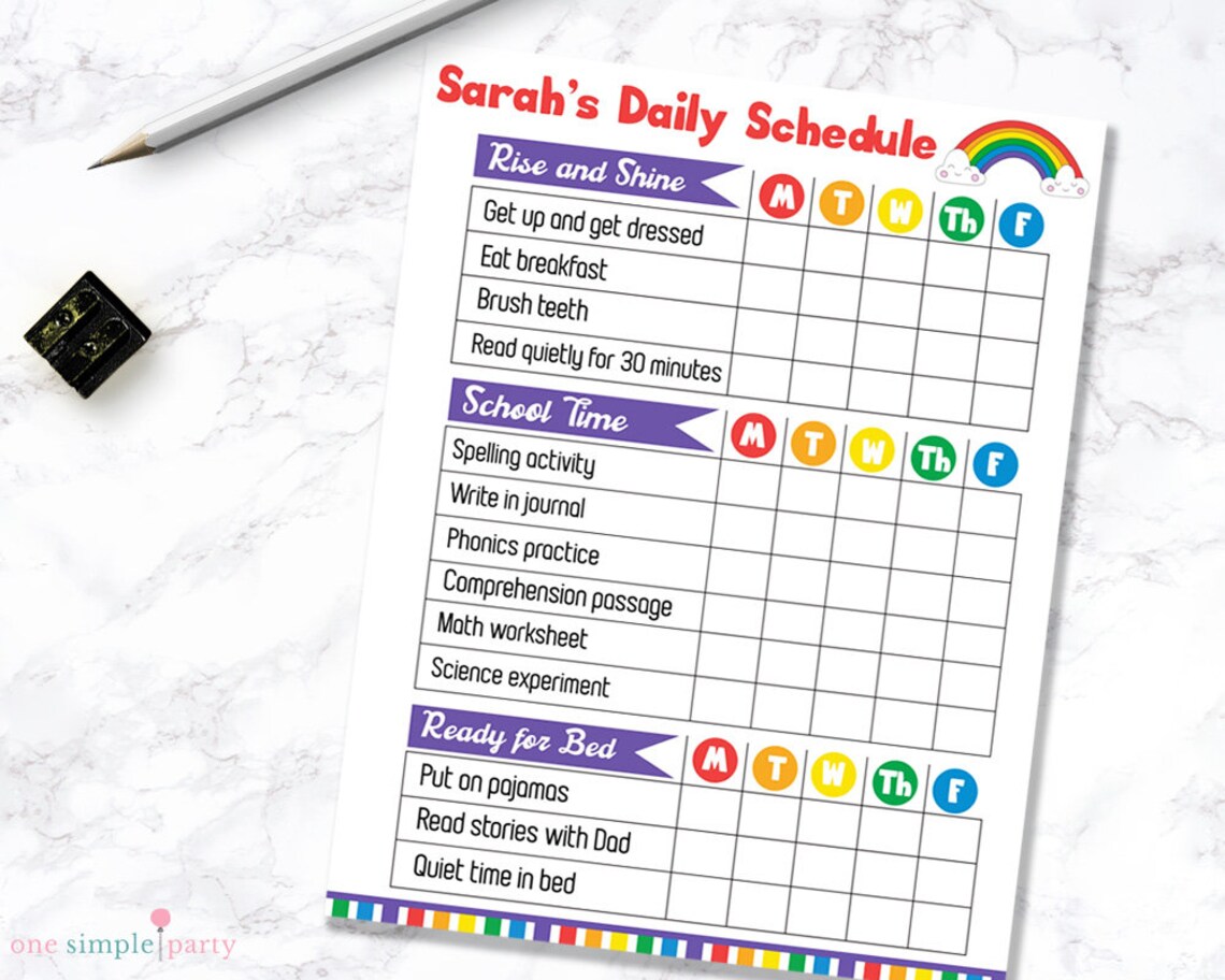 EDITABLE Rainbow School Schedule Daily Schedule Kids Daily | Etsy