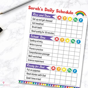 EDITABLE Rainbow School Schedule - Daily Schedule - Kids Daily Routine ...