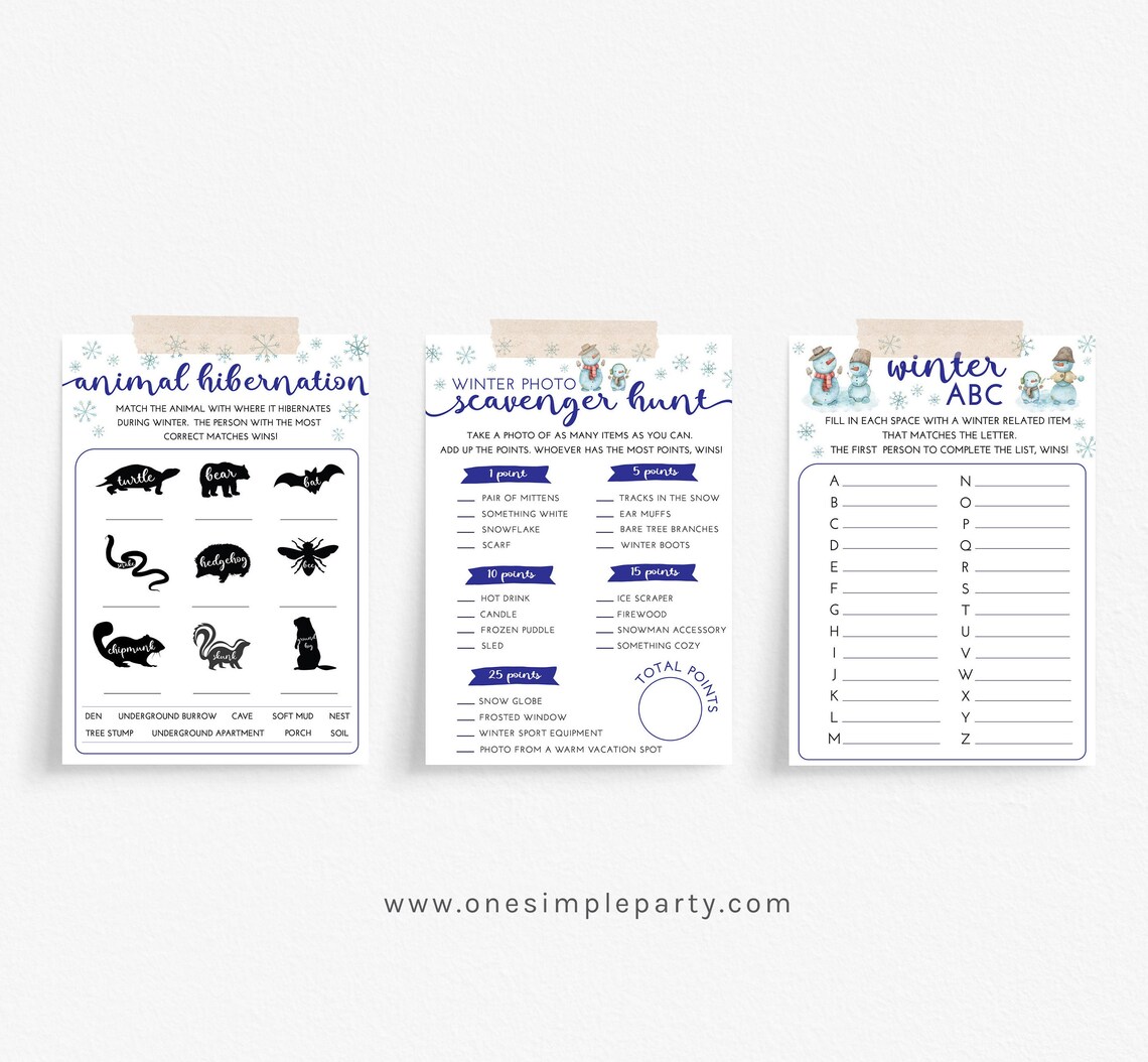 11 Printable Snowman Winter Games Set Winter Party Game - Etsy