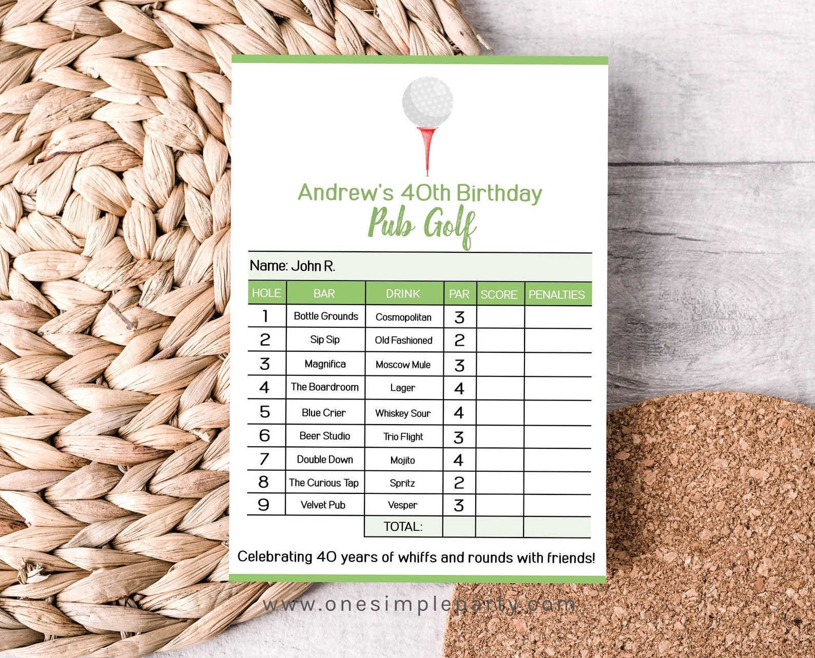 EDITABLE Pub Golf Scorecard Pub Golf Bar Golf Scorecard - Etsy UK
