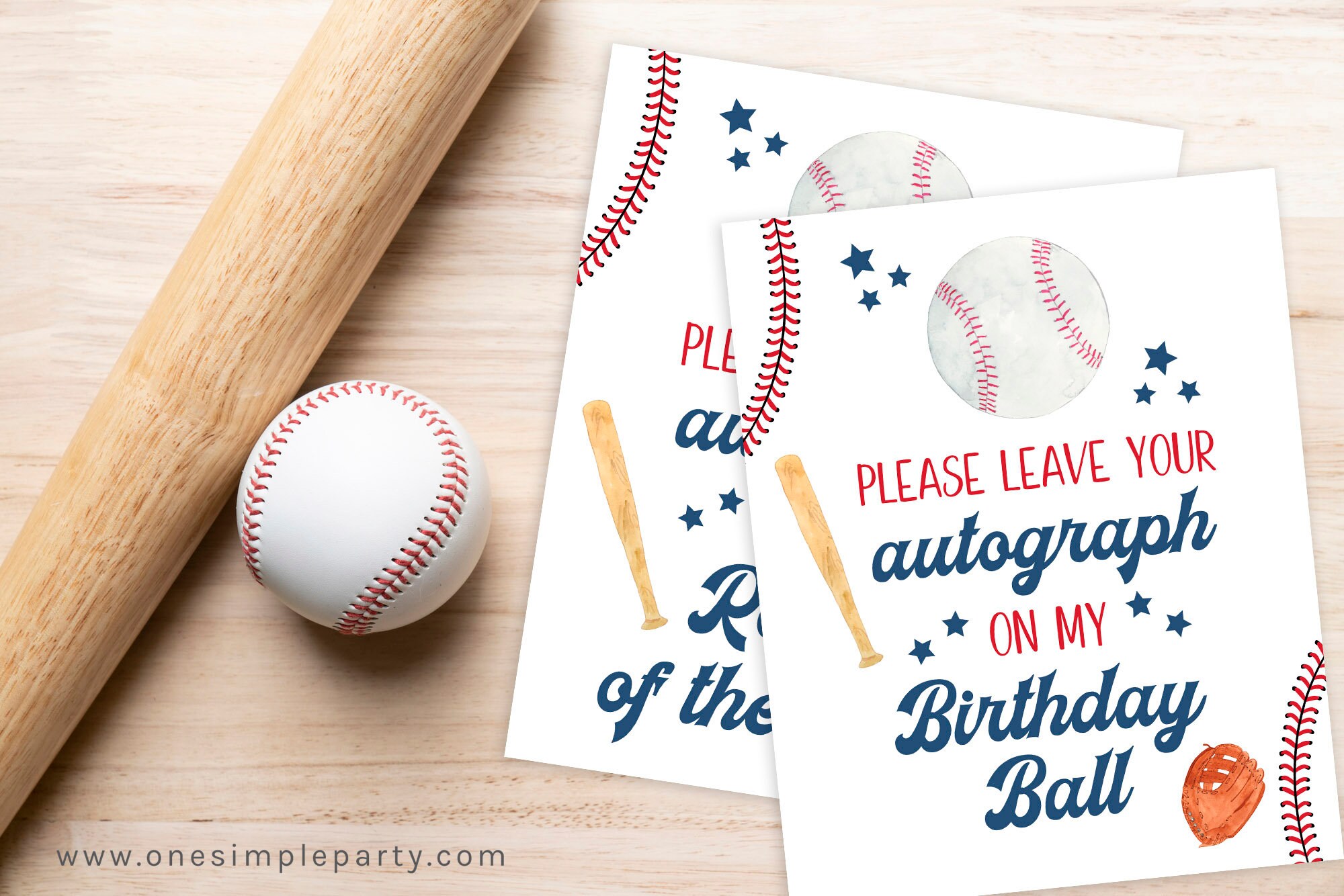 Please Autograph My Birthday Ball Sign Set - Baseball Party Sign ...