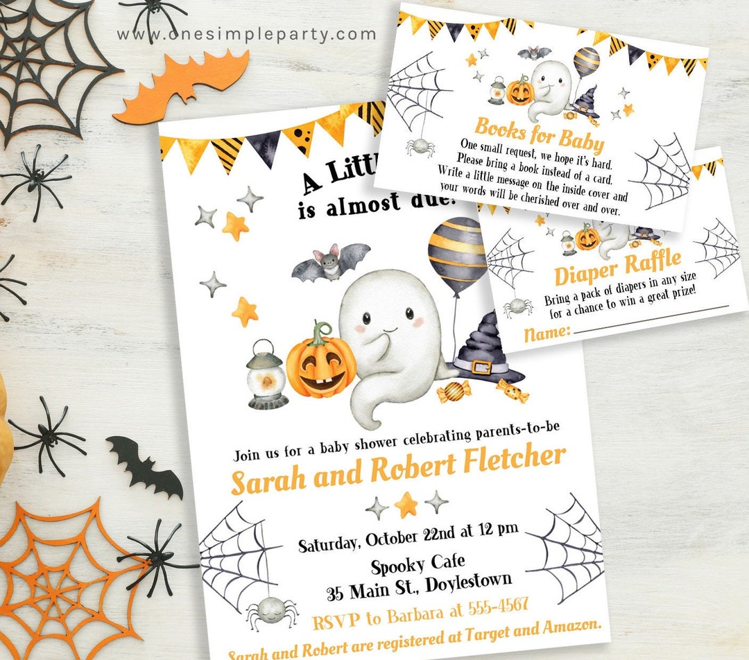 EDITABLE Ghost Halloween Baby Shower Invite - Halloween Baby - Ghost ...