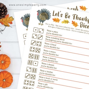 Thanksgiving Gratitude Dice Game: Fun Family Activity (instant Download ...