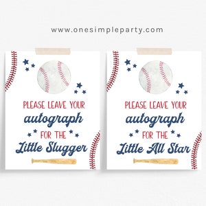 Please Autograph My Birthday Ball Sign Set - Baseball Party Sign ...