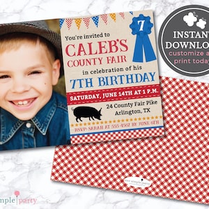 EDITABLE Boy County Fair Birthday Party Photo Invite Fair Invitation ...
