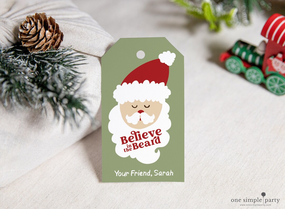 EDITABLE Christmas Santa Gift Tag - Santa Tag - Believe in the Beard ...